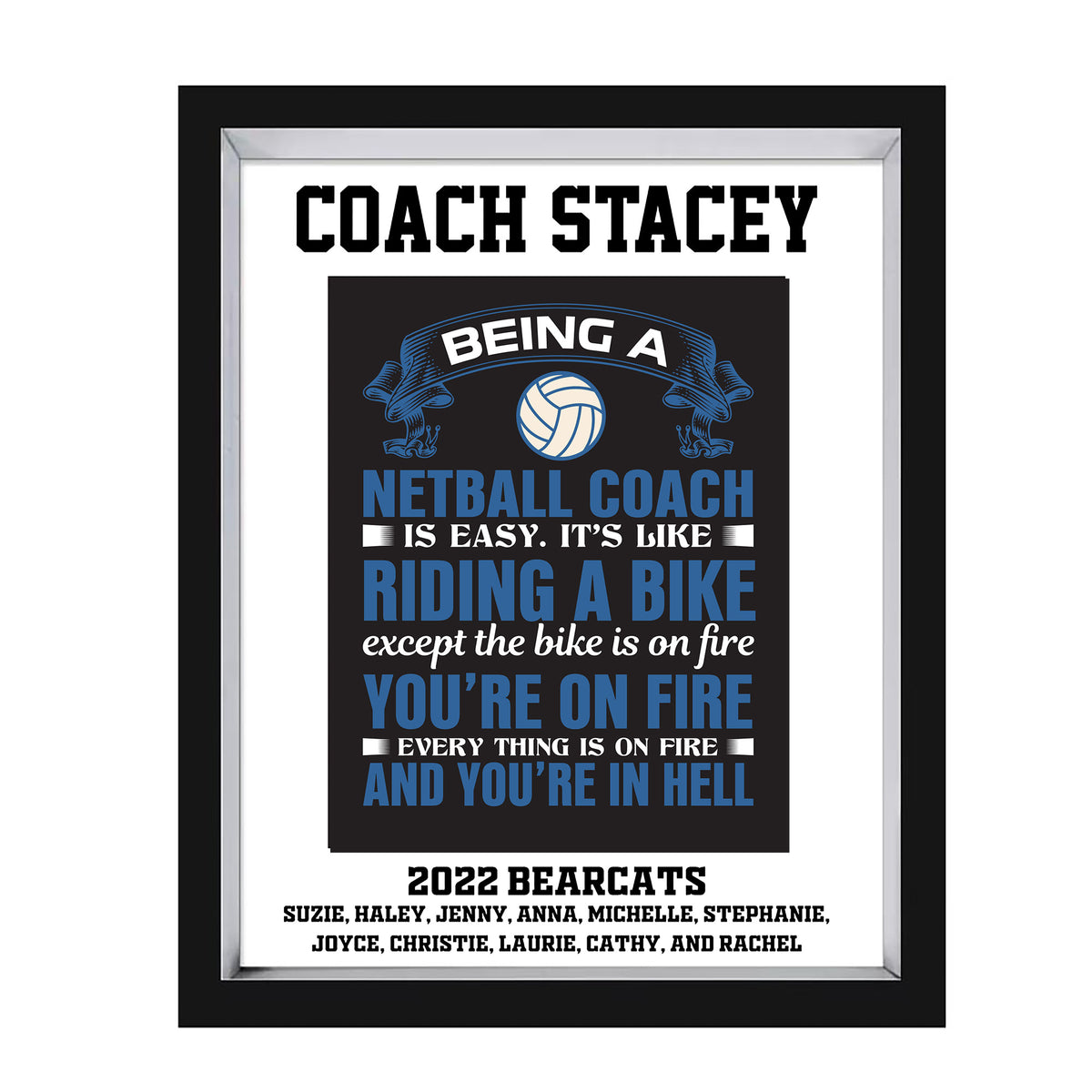 Personalised "Being A Netball Coach" Frame + Print | Givi Gifts