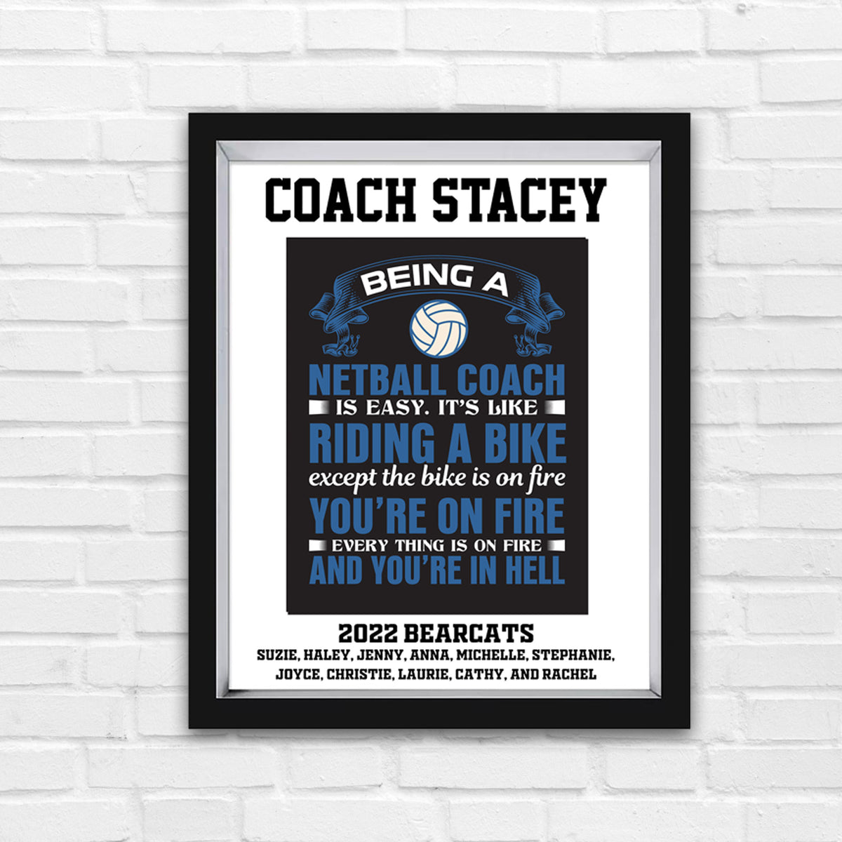 Personalised "Being A Netball Coach" Frame + Print | Givi Gifts