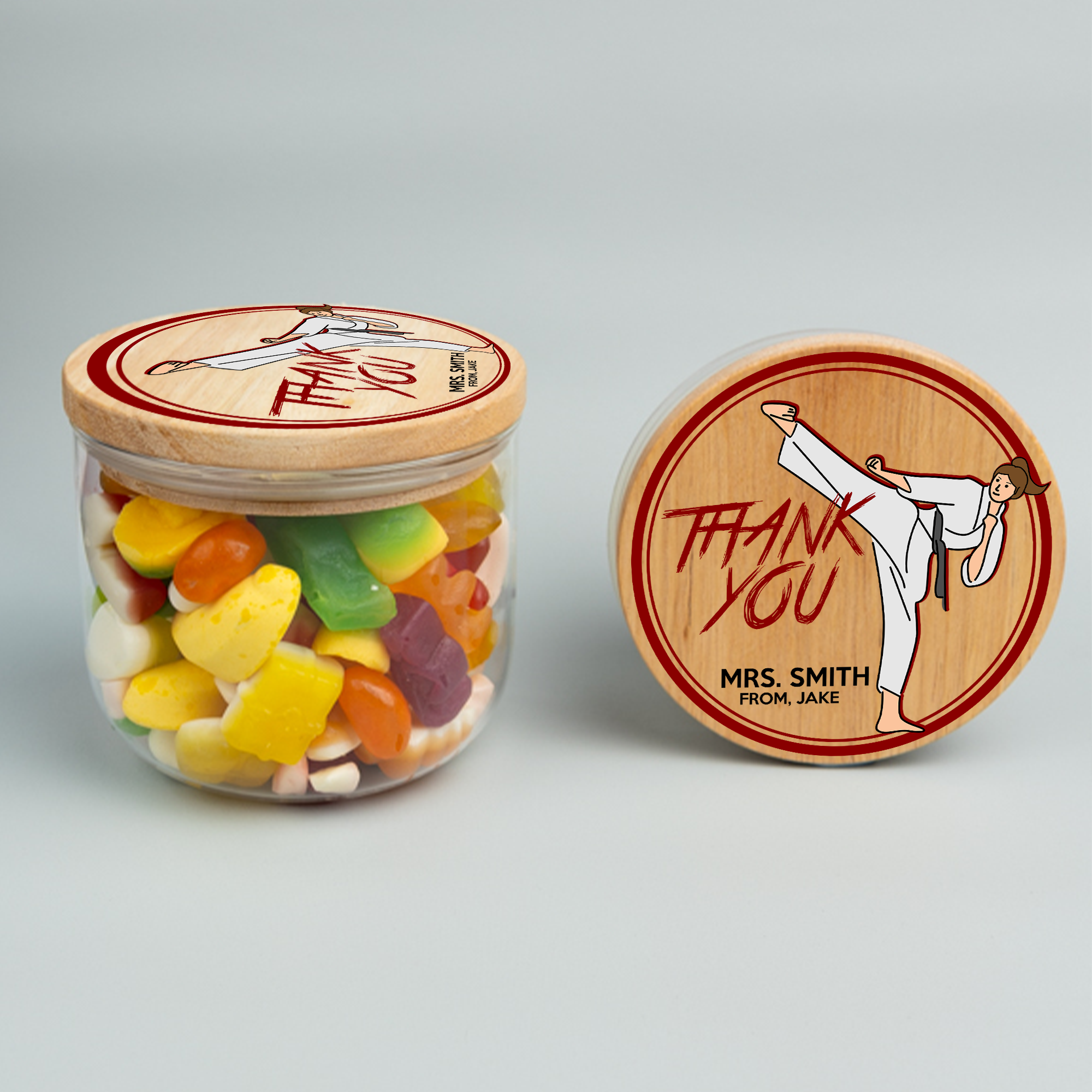 Personalised Martial Arts Teacher Appreciation Lolly Jar - Karate/Taek ...