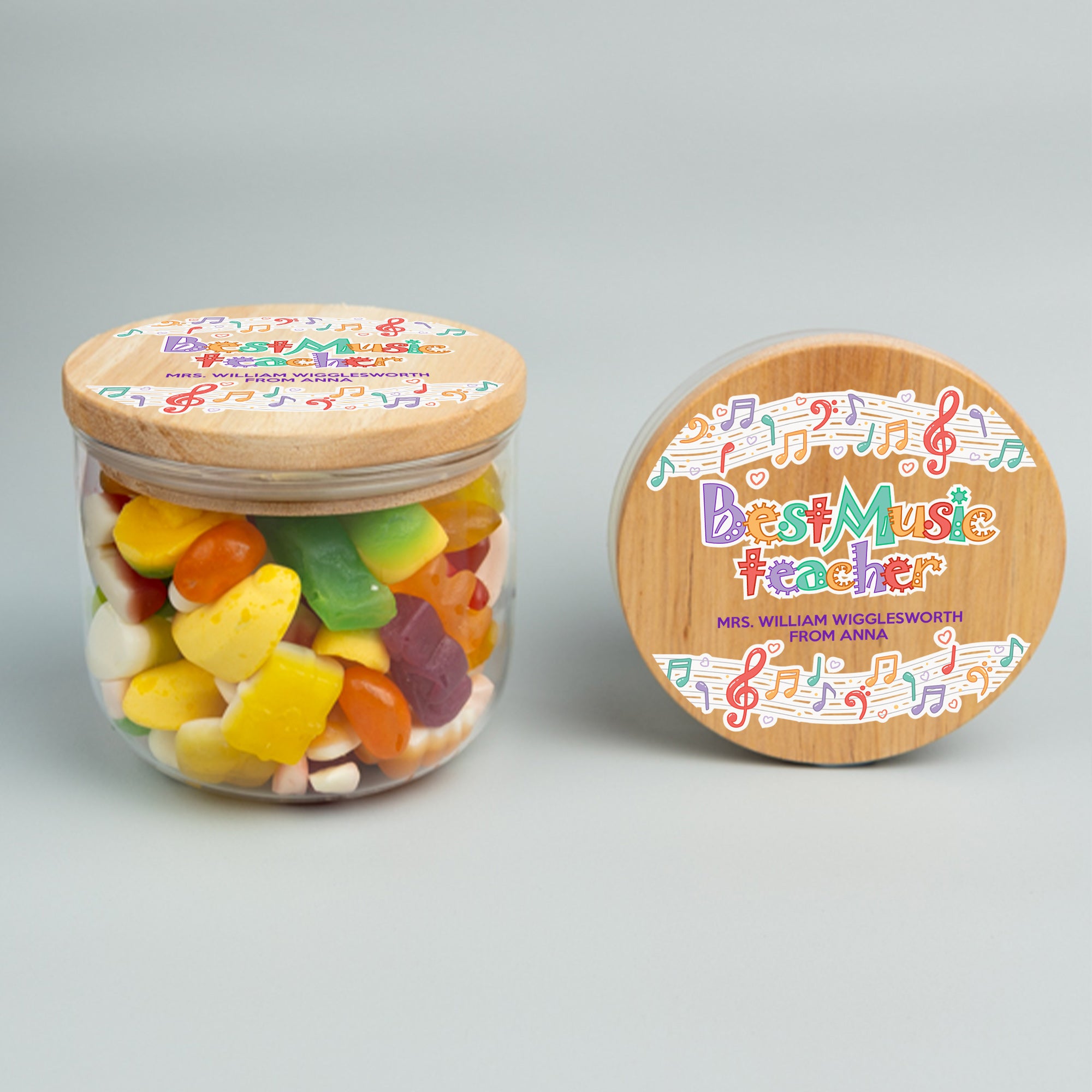 Personalised Best Music Teacher Lolly Jar Colorful Notes | Givi Gifts