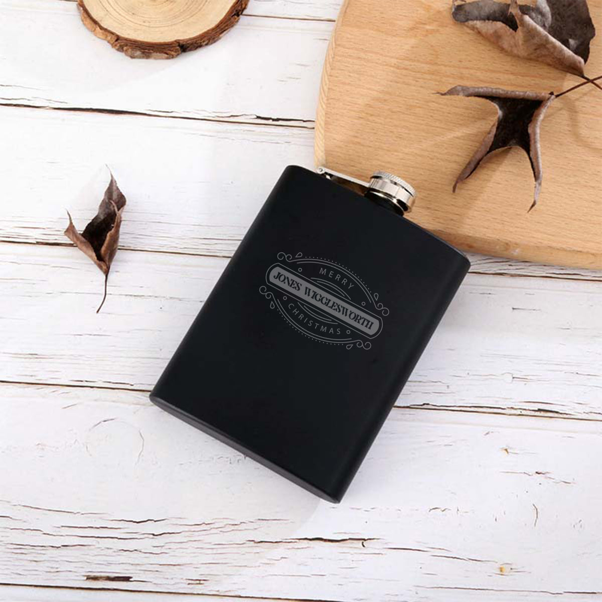 Merry Christmas Black Flask Set - 4PC Gift Set | Givi Gifts