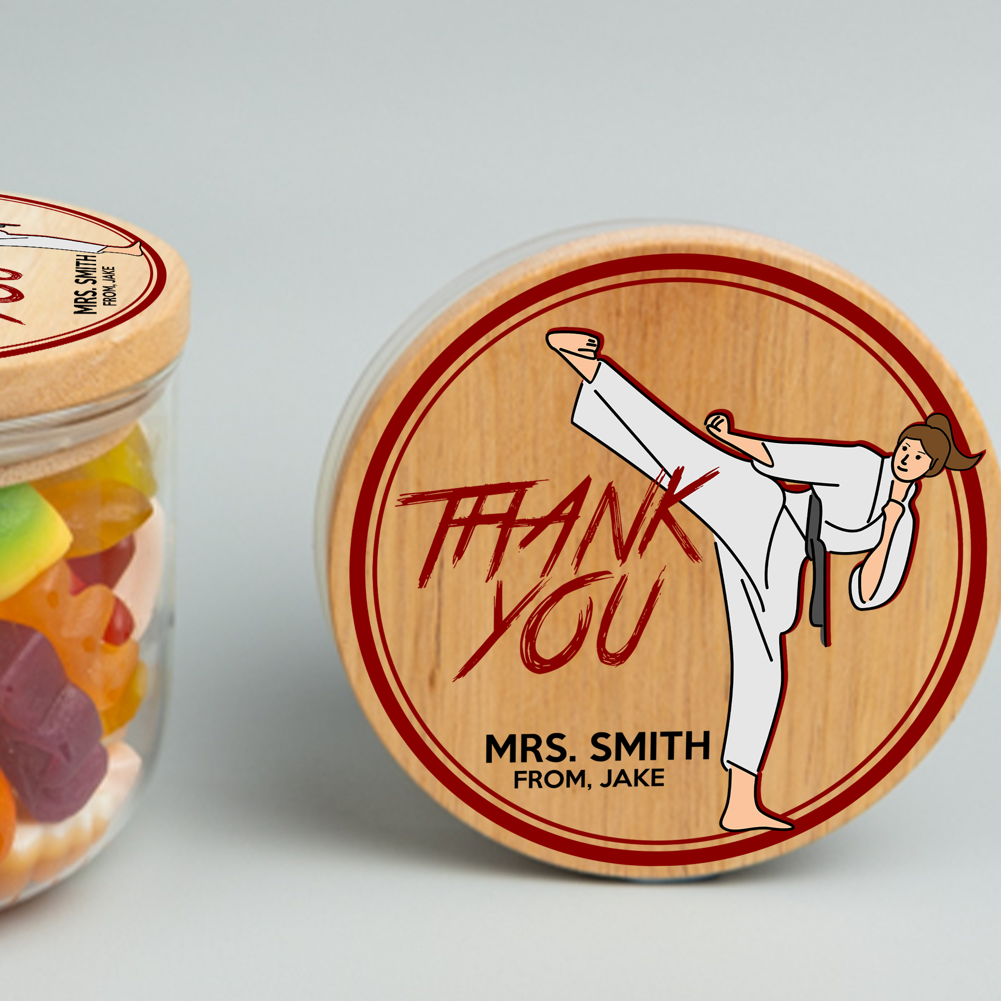Personalised Martial Arts Teacher Appreciation Lolly Jar - Karate/Taek ...