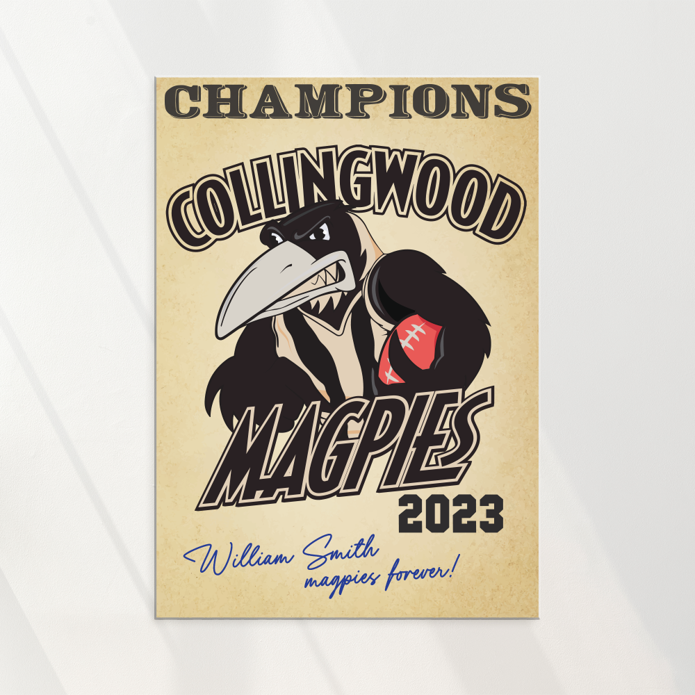 Personalised Champions Magpies Metal Print | Givi Gifts