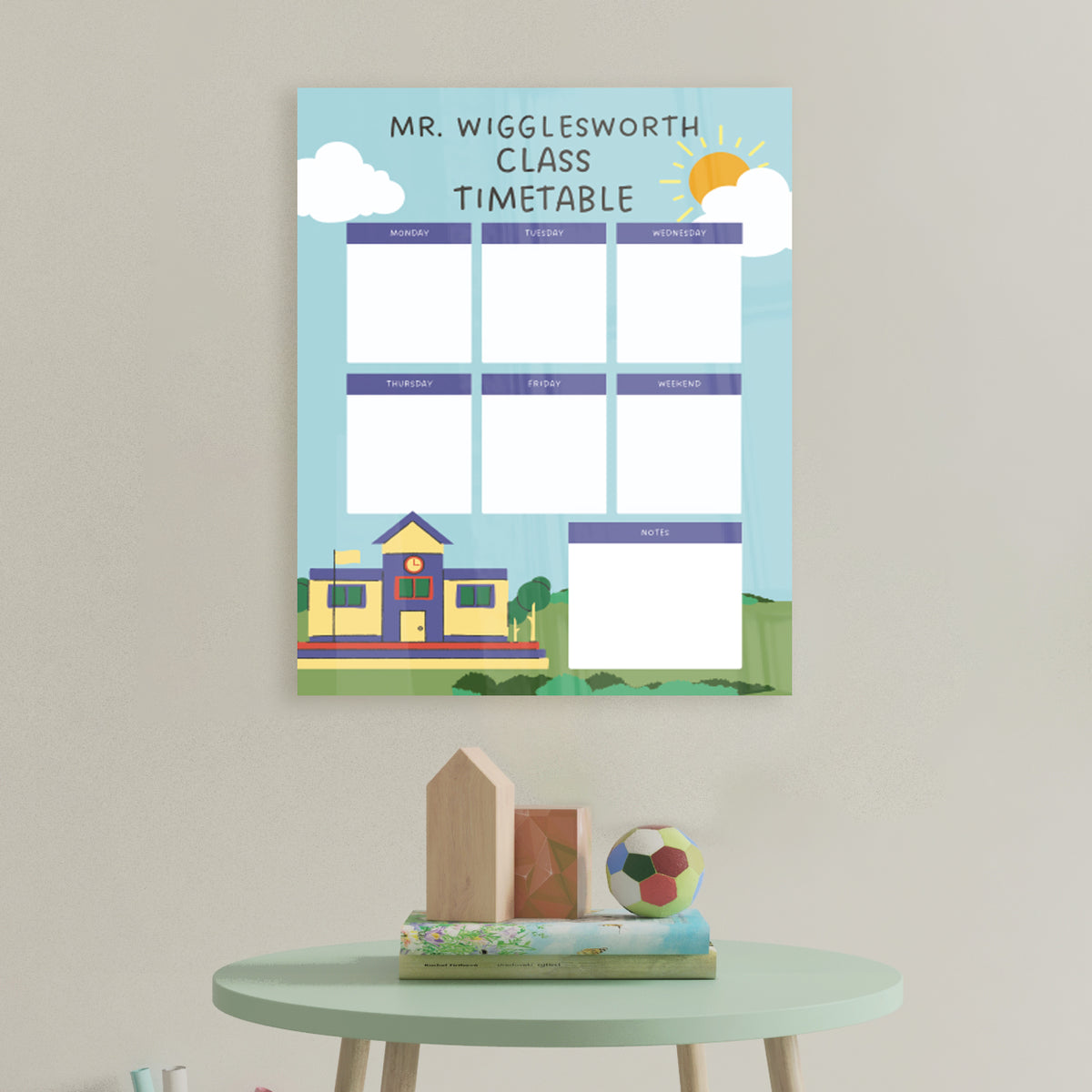 Personalised Schoolhouse Acrylic Weekly Class Timetable | Givi Gifts