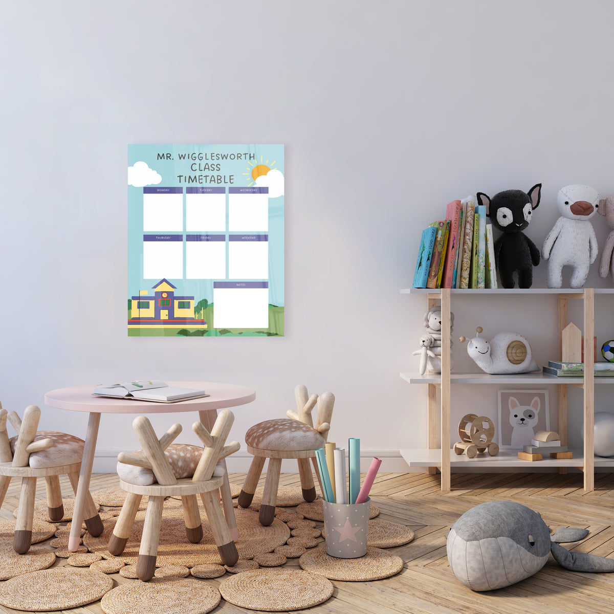 Personalised Schoolhouse Acrylic Weekly Class Timetable | Givi Gifts