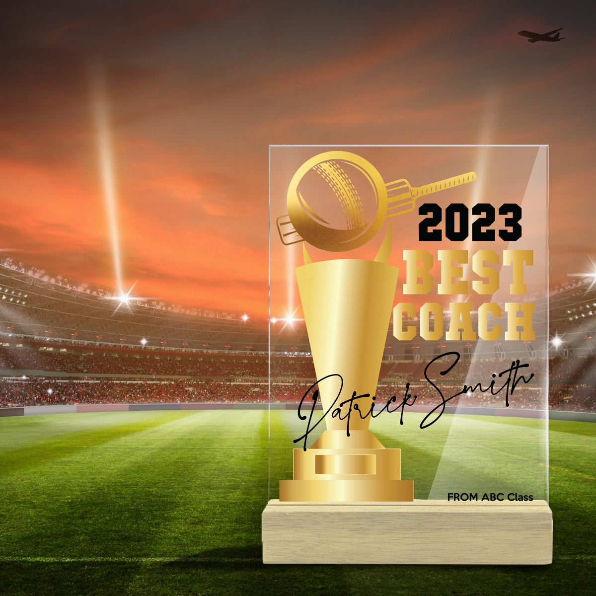 Personalised Best Cricket Coach Acrylic Trophy Design Plaque | Givi Gifts
