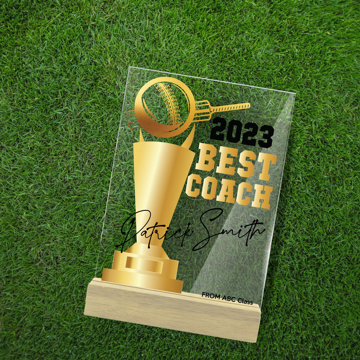 Personalised Best Cricket Coach Acrylic Trophy Design Plaque | Givi Gifts