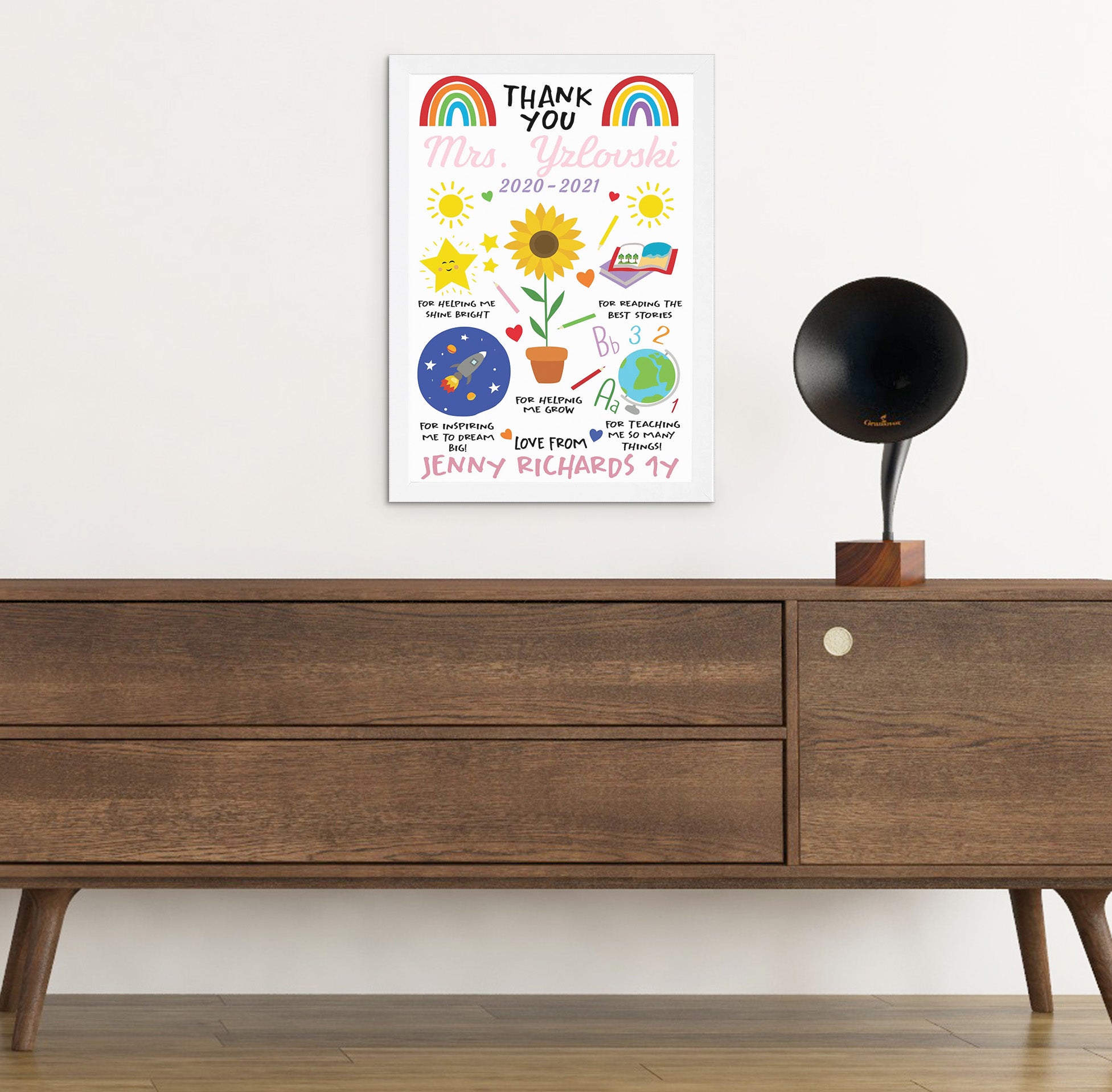 Teacher Appreciation Sunflower Thank You Print + Frame | Givi Gifts