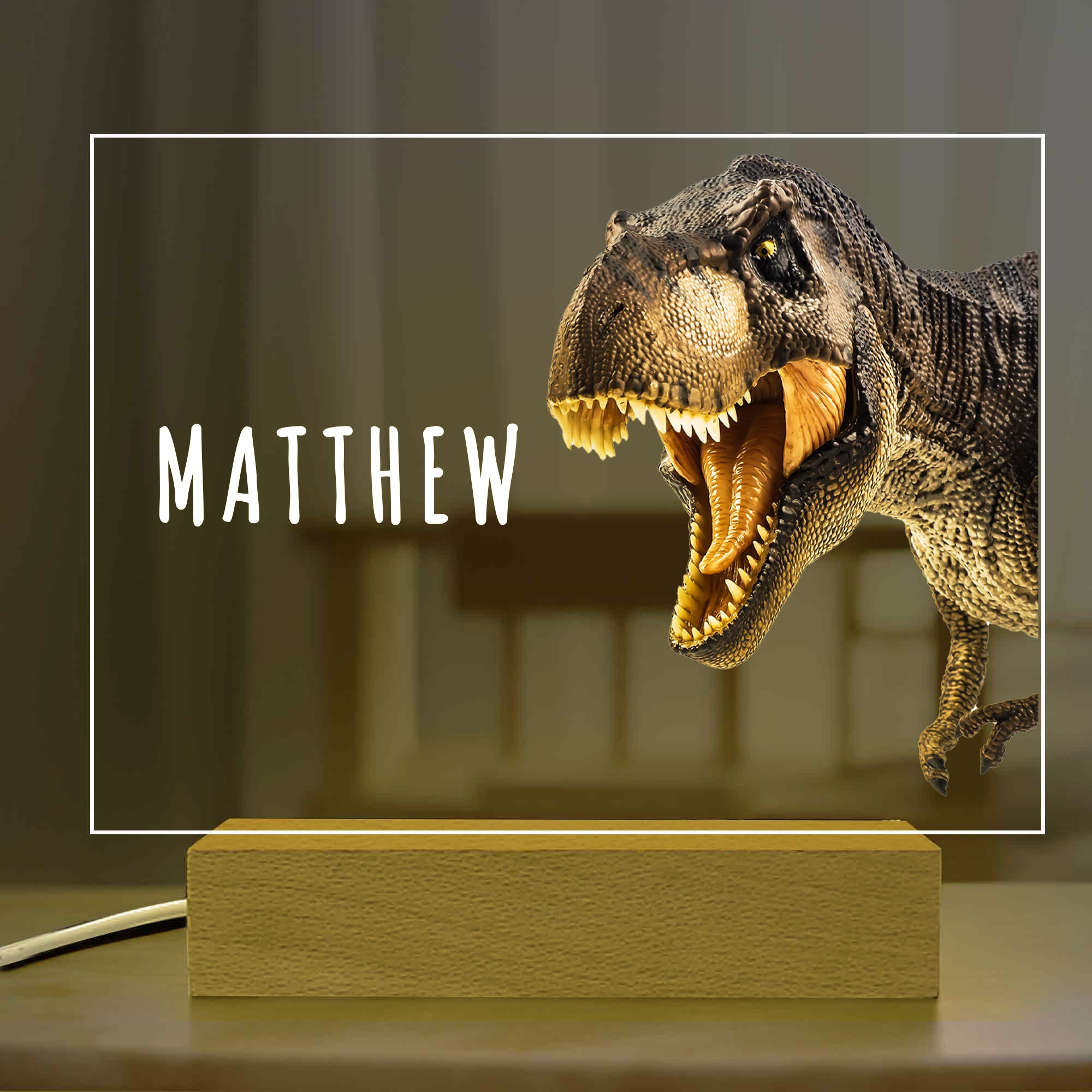 Personalised Dinosaur Acrylic Night Light | Stand Options | Givi Gifts