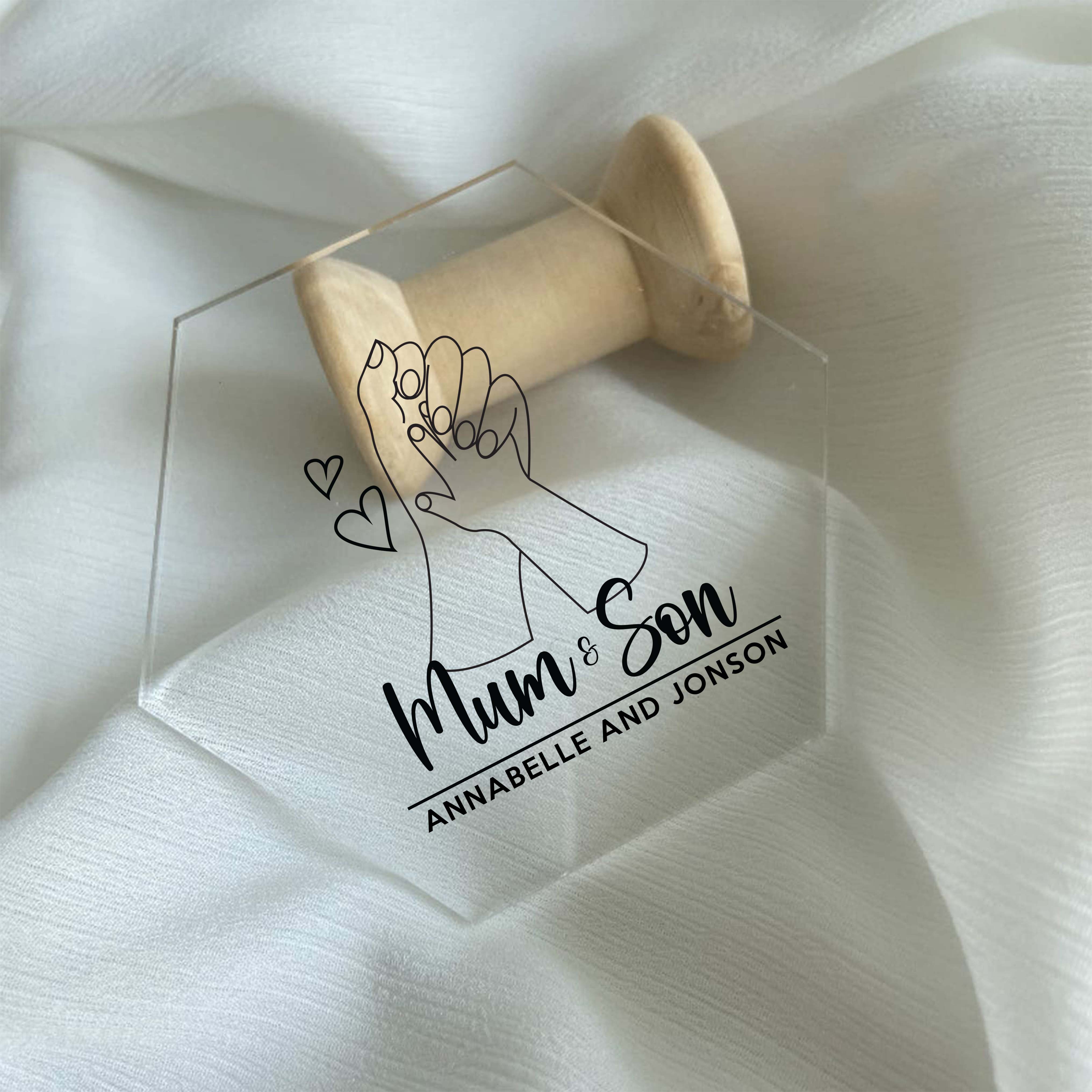 Mum and Son or Daughter Two Hands Acrylic Coasters Set – Givi Gifts