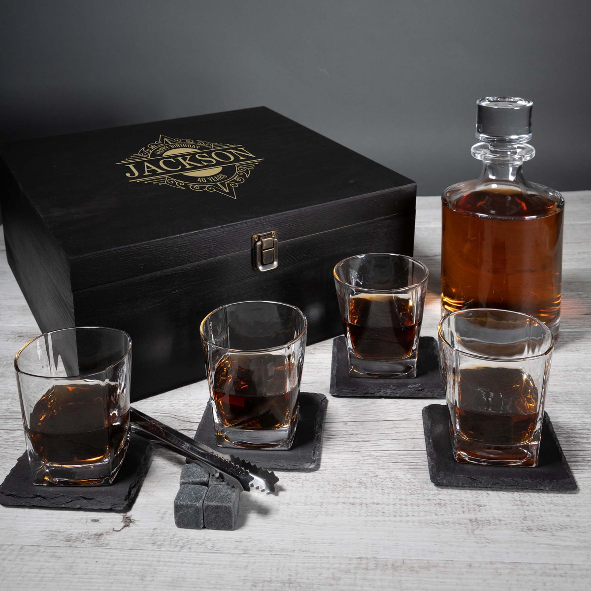 Navigator Round Decanter and 4 Whiskey Glass Set | Givi Gifts