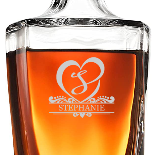 Heart Monogram Personalised Monaco Whiskey Decanter | Givi Gifts