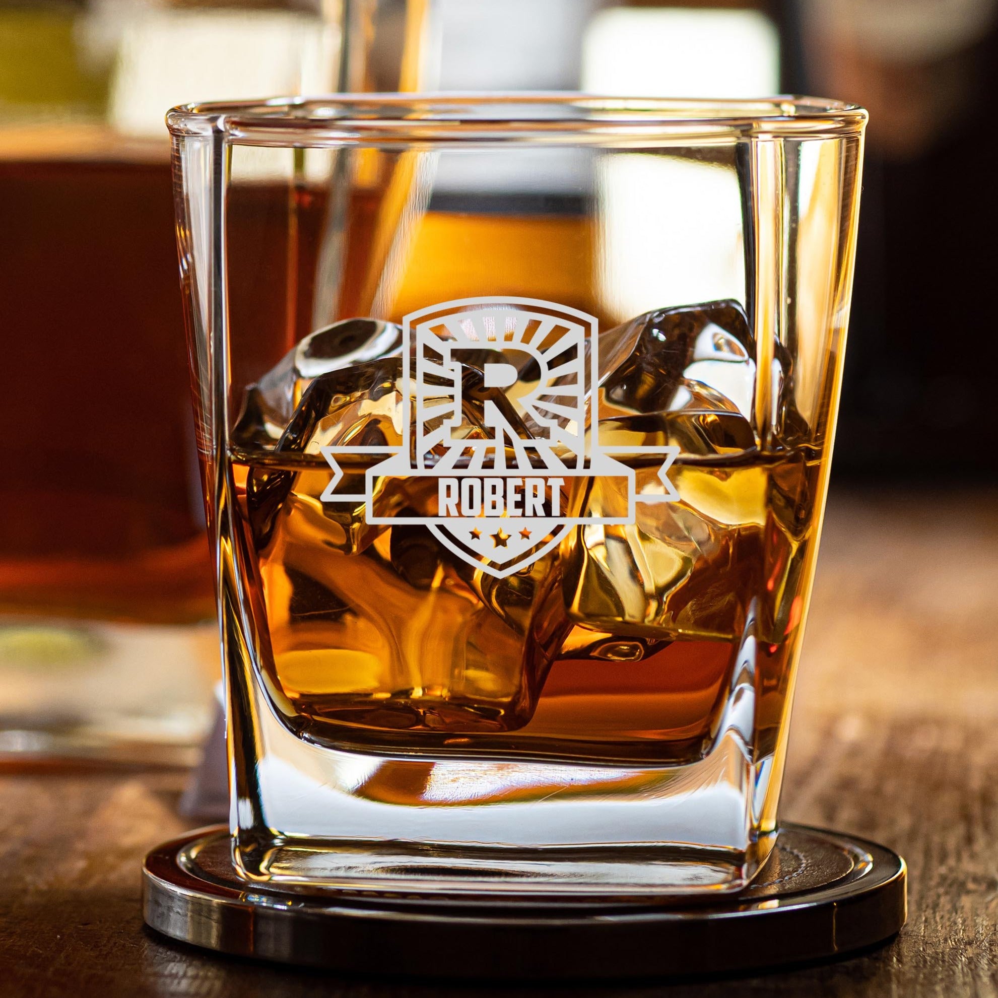 Retro Monogram Engraved Whiskey Glass | Givi Gifts